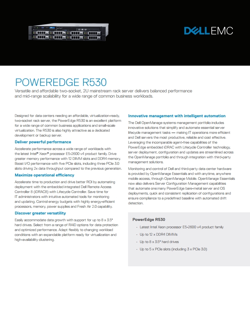 Dell PowerEdge R530 2U Rack Server